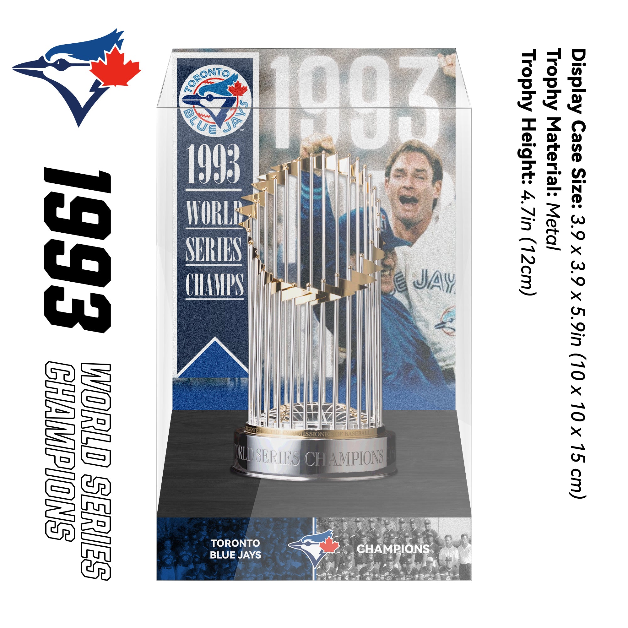 1993 Toronto Blue Jays MLB World Series Championship Trophy Display Ca ...