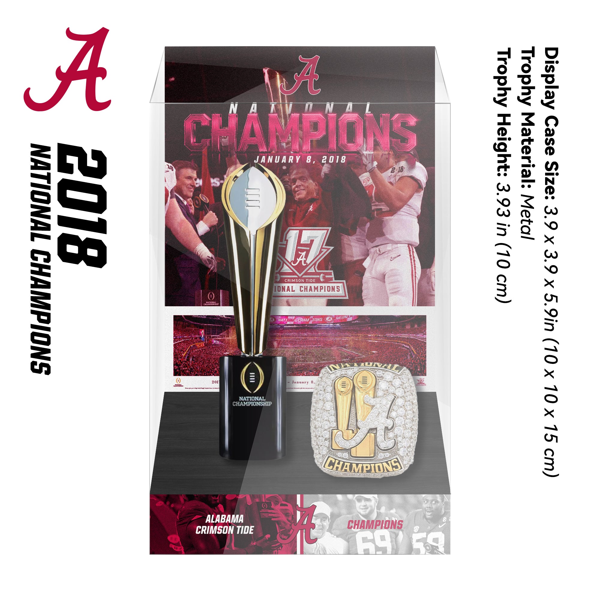 2018 Alabama Crimson Tide Championship Trophy Display Case – Stonesing
