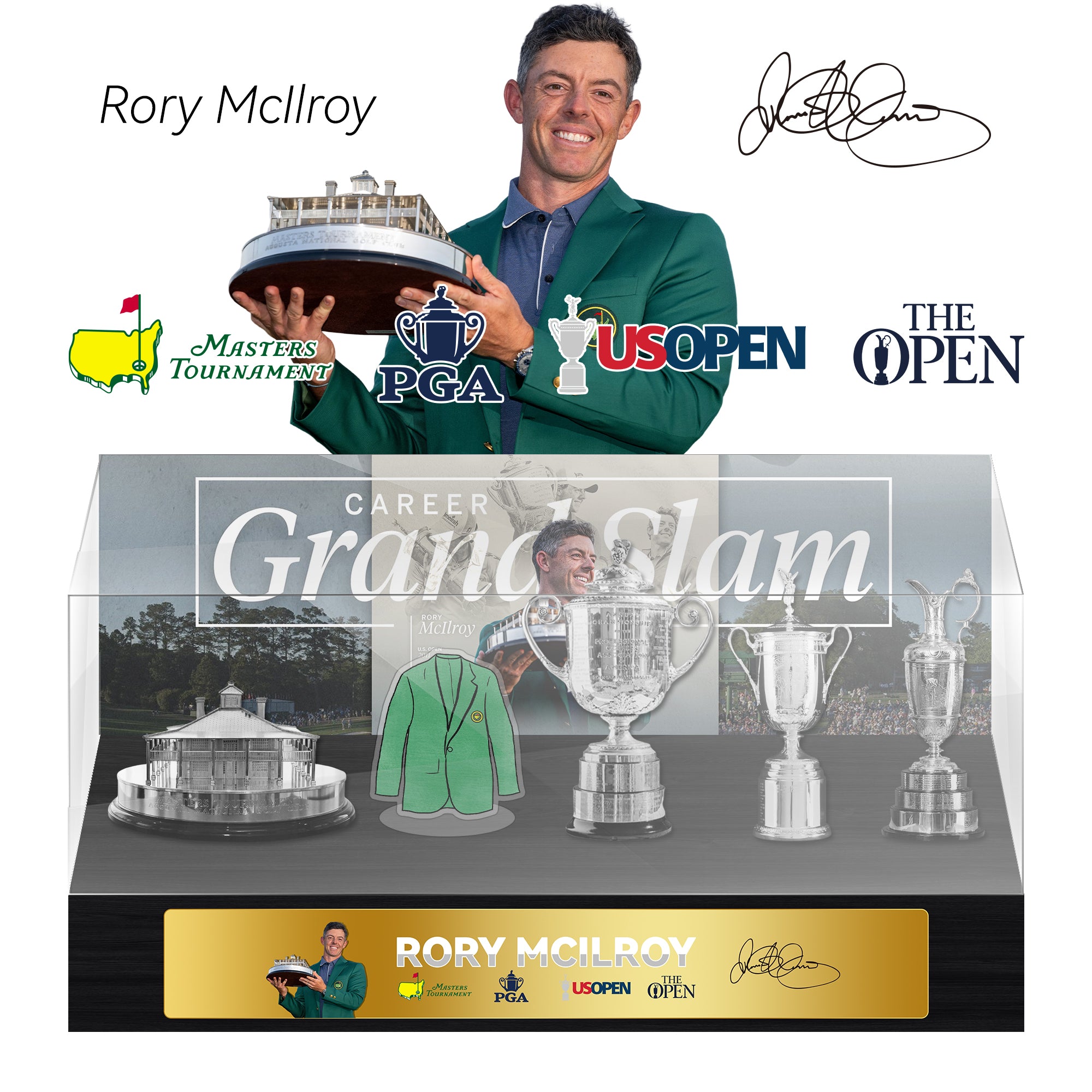 Rory McIlroy Golf Grand Slam Trophy Display Case[Trophies Included ...