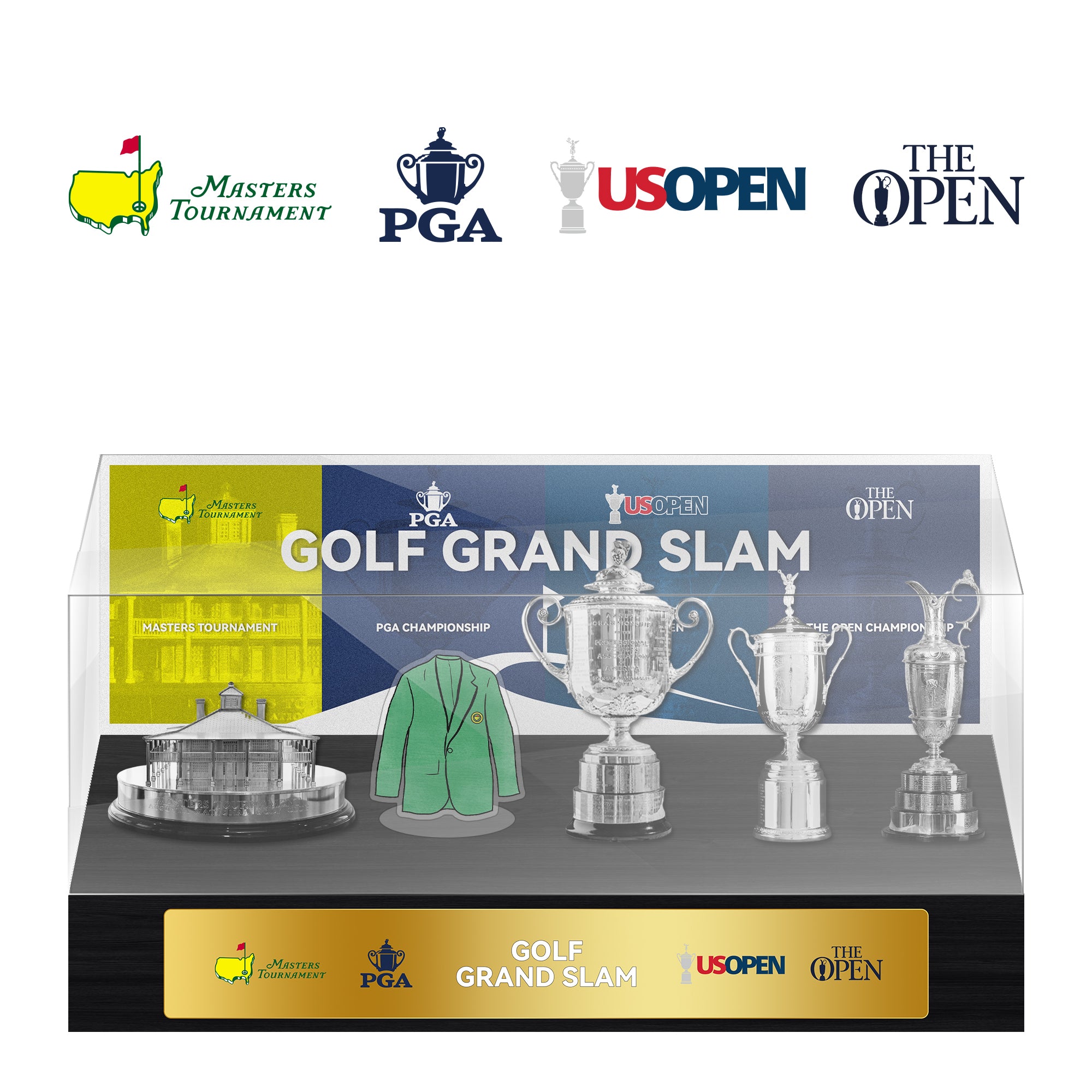 Golf Grand Slam Trophy Display Case[Trophies Included] – Stonesing