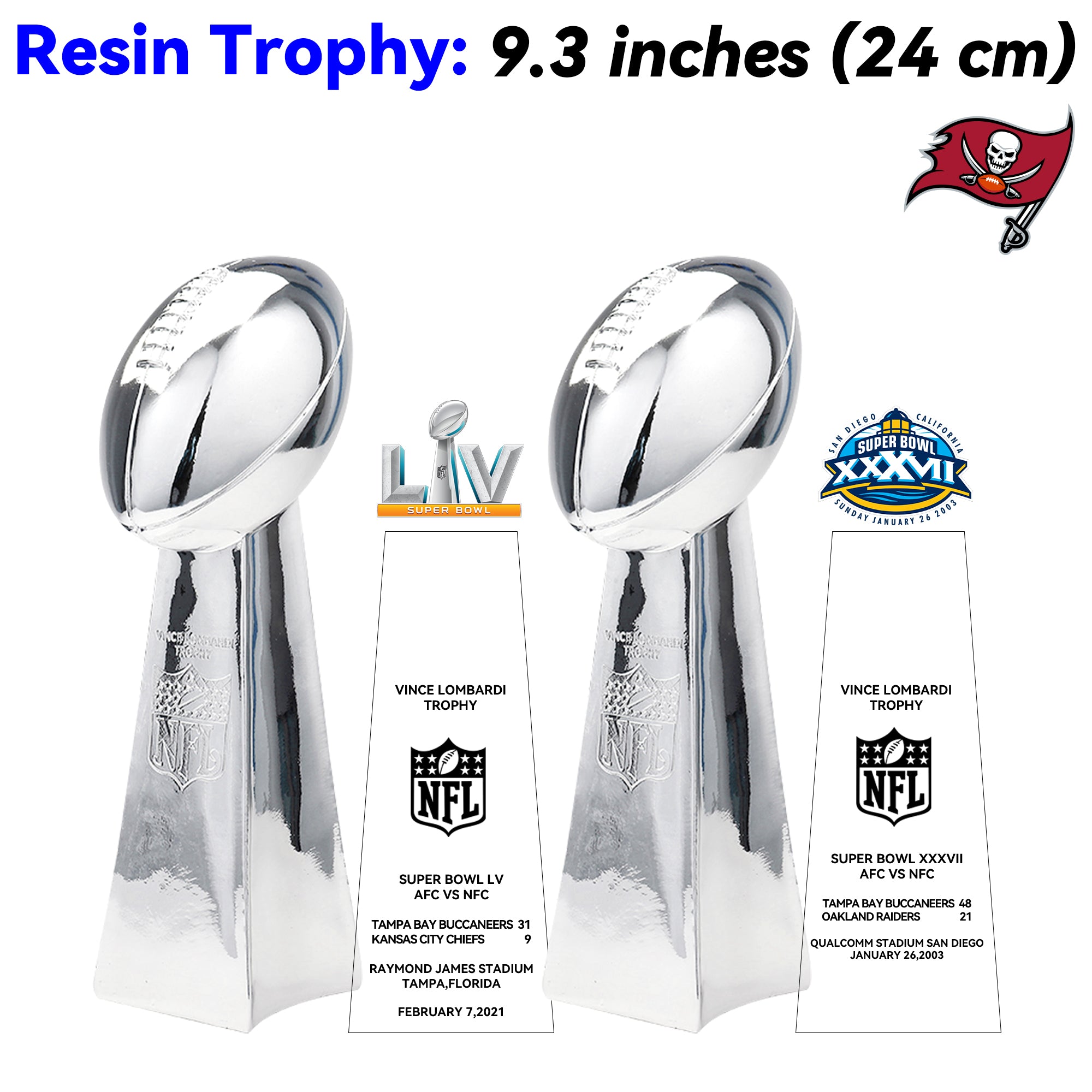 Tampa Bay Buccaneers 2 Super Bowl trophies – Stonesing