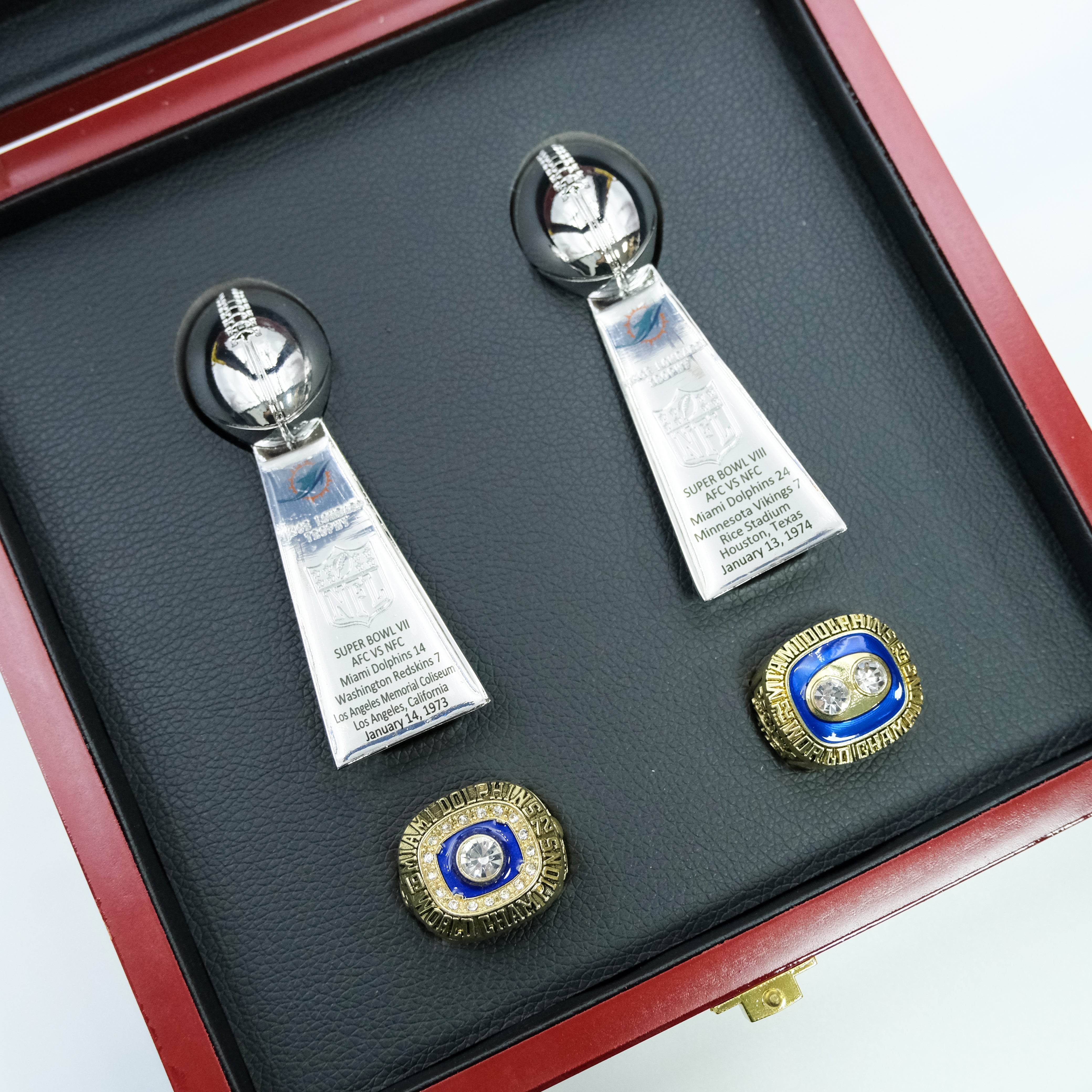 [Miami Dolphins]1972/1973 Super Bowl Championship Rings Trophy Set ...