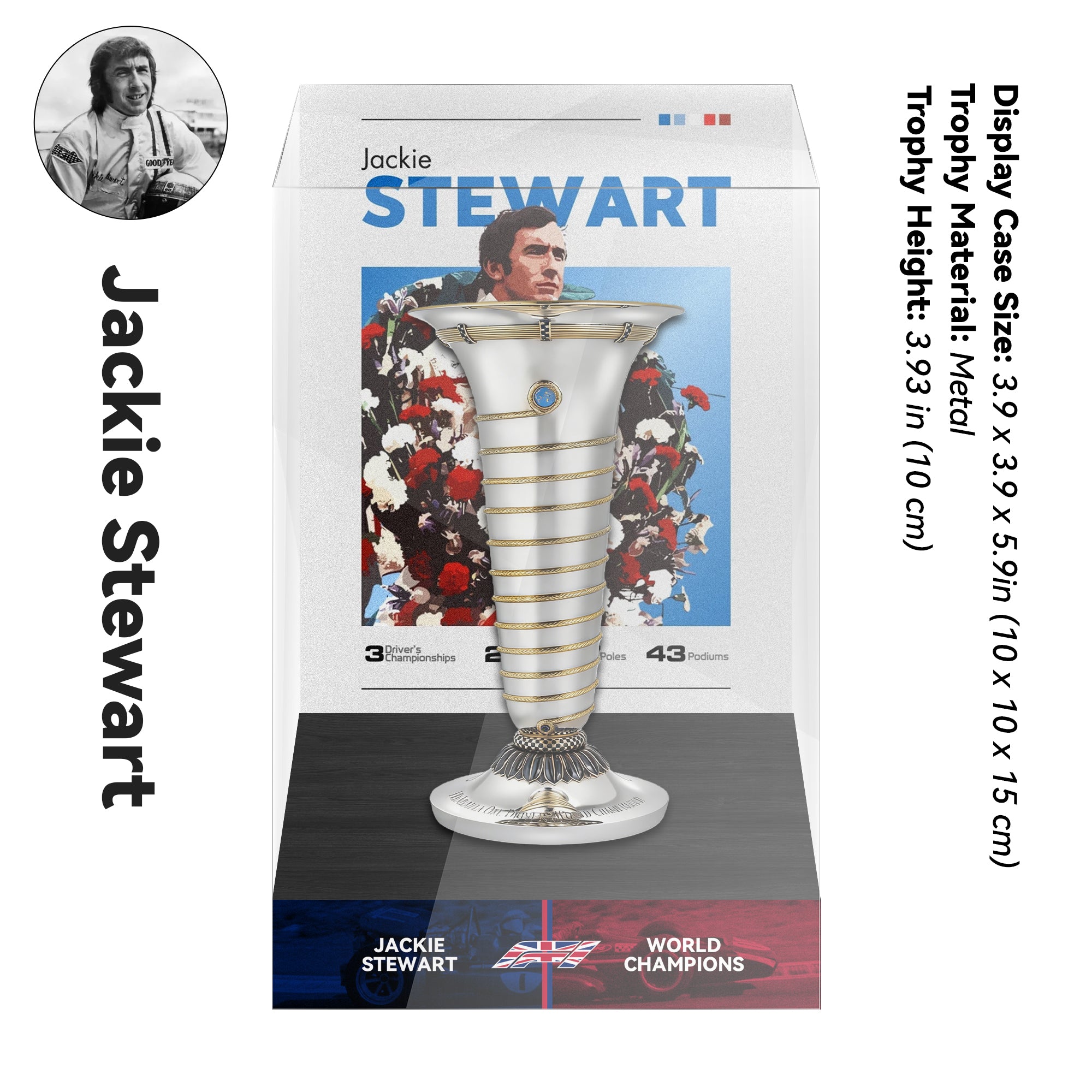 Jackie Stewart Formula One World Drivers' Champions Trophy Display Cas ...